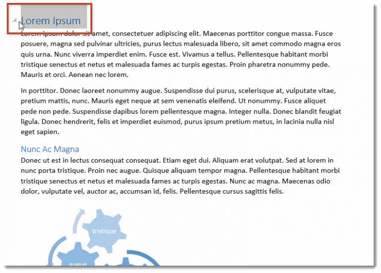 Collapse and Expand Heading in your Word 2013 Document