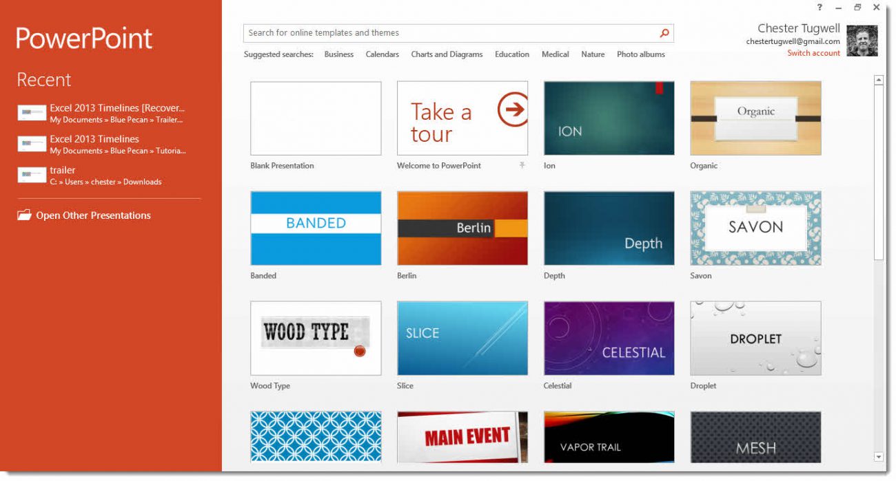PowerPoint 2013 Start Screen: How to Use It & How to Disable It