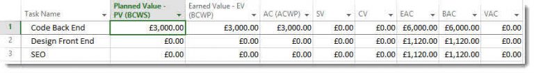 Understanding the Earned Value Table in MS Project