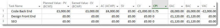 Understanding the Earned Value Table in MS Project