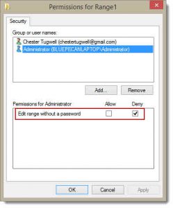 Using Excel's "Allow Users to Edit Ranges" Command