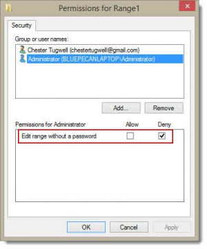 Using Excel's "Allow Users to Edit Ranges" Command