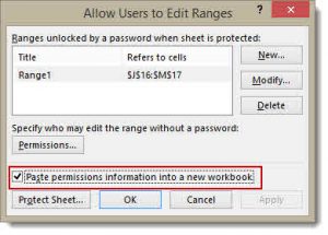 Using Excel's "Allow Users to Edit Ranges" Command