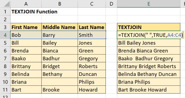 Combine Values & Delimiters Using Excel's TEXTJOIN Function